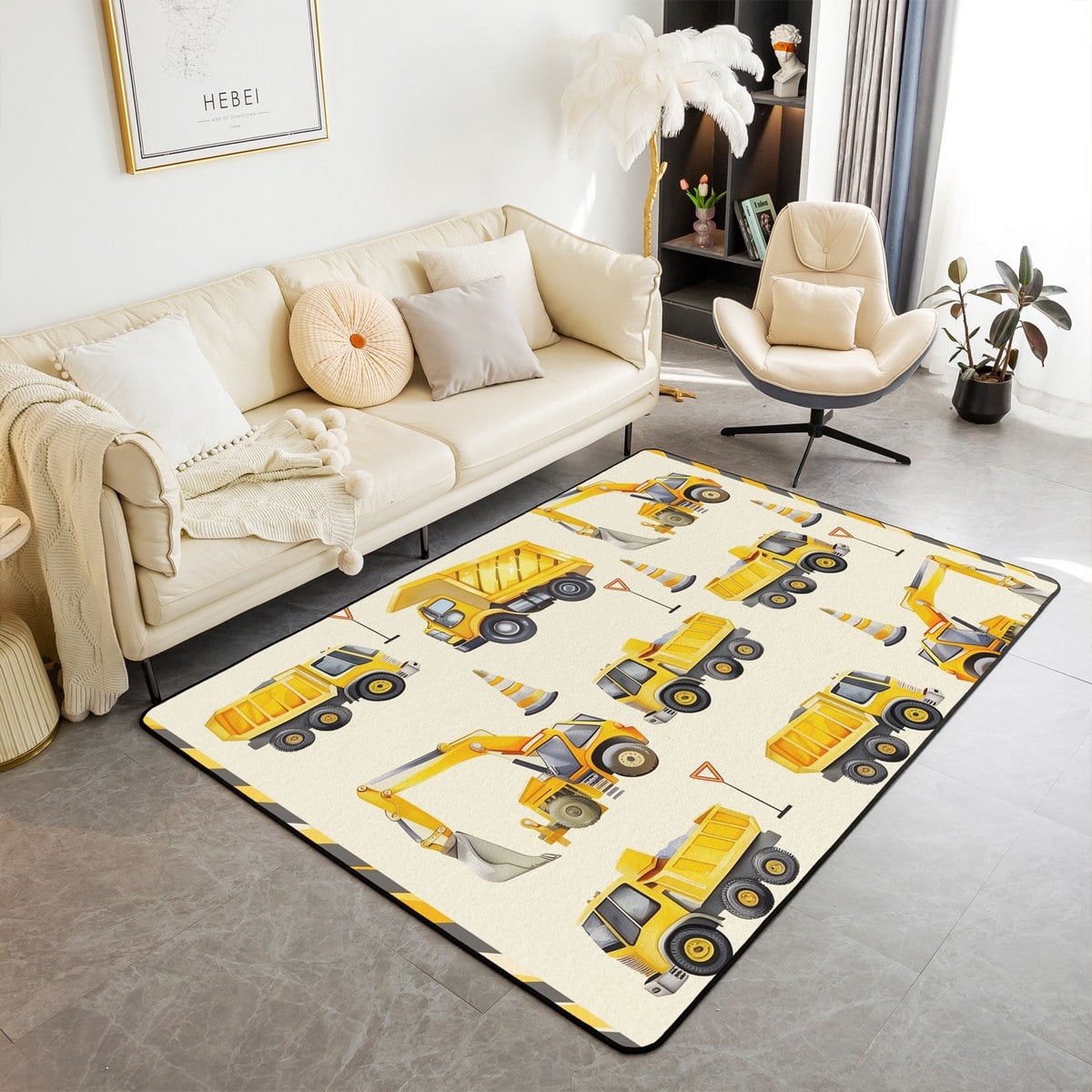 Erosebridal Construction Truck Rugs For Bedroom 6'6" x 4'11", Cartoon ...