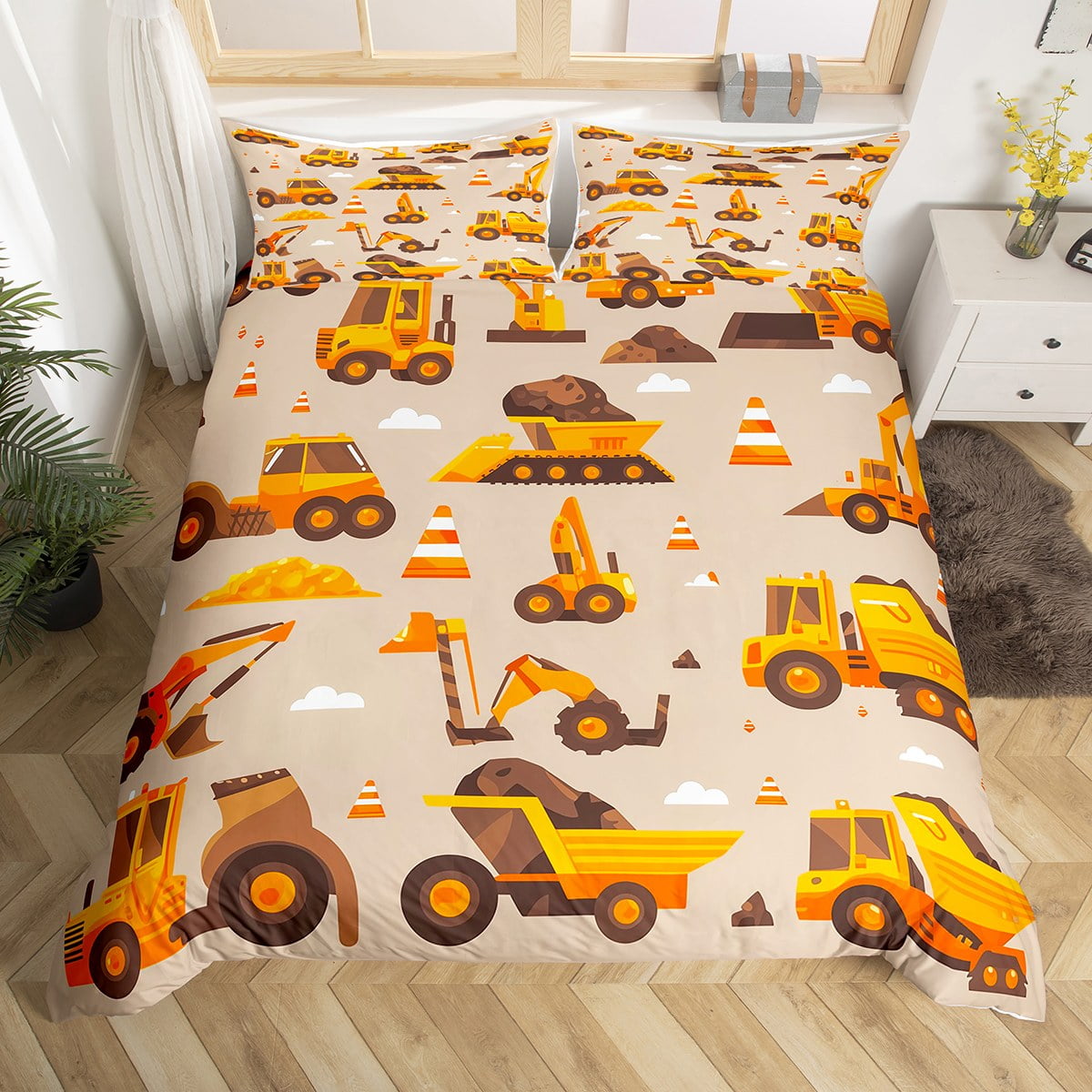 Erosebridal Construction Vehicle Comforter Cover Twin, Truck Tractor ...
