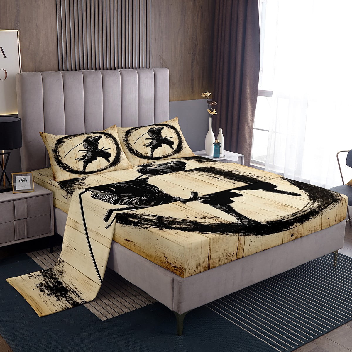 Erosebridal Cool Samurai Sheet Set Full, Ink Circle Bedding Sets Full ...