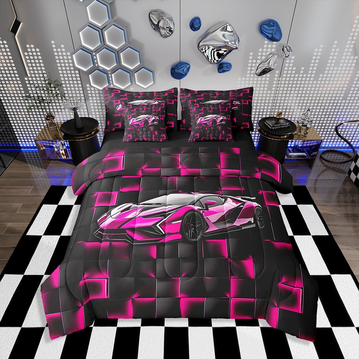 Erosebridal Cool Sports Car Bedding Sets Twin Size, Race Car Comforter ...