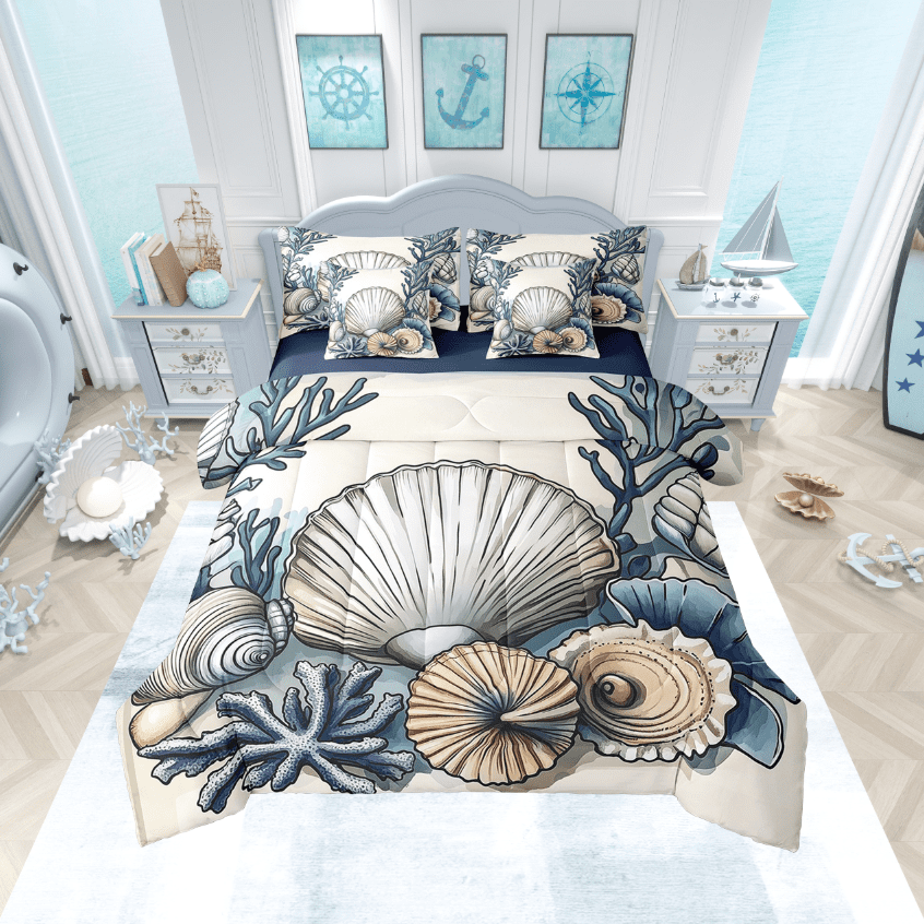 Erosebridal Counch Sea Shell Bed in a Bag Full size, Coastal Summer ...