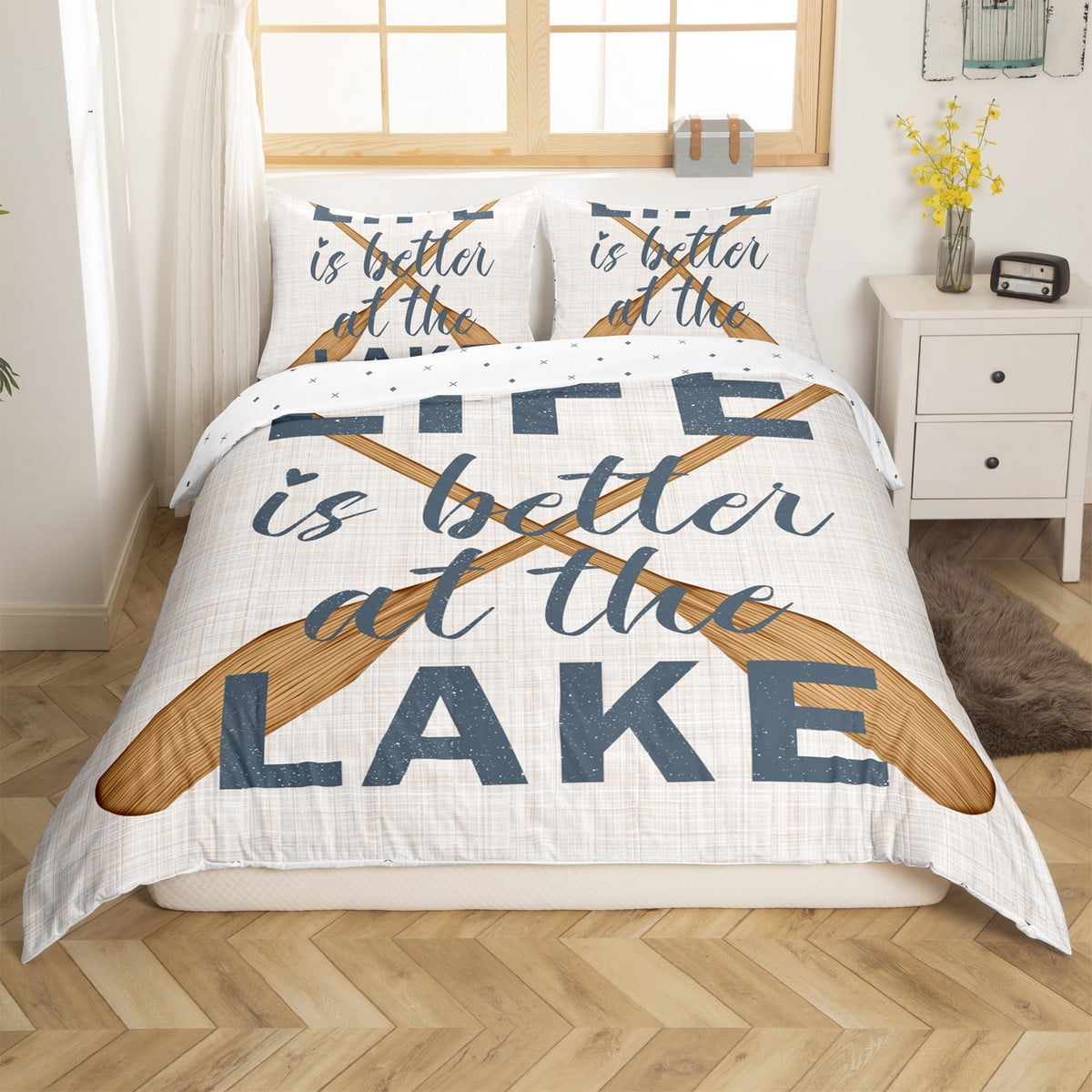 Erosebridal Countryside Lake Life Duvet Cover, Lake Paddle Bedding Sets ...