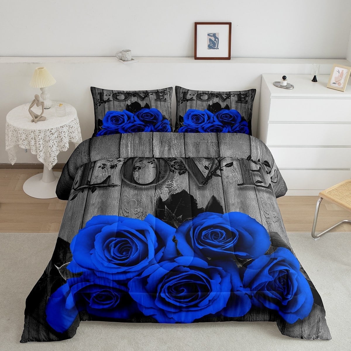 Erosebridal Couple Wedding Comforter Valentine'S Day Rose Floral ...