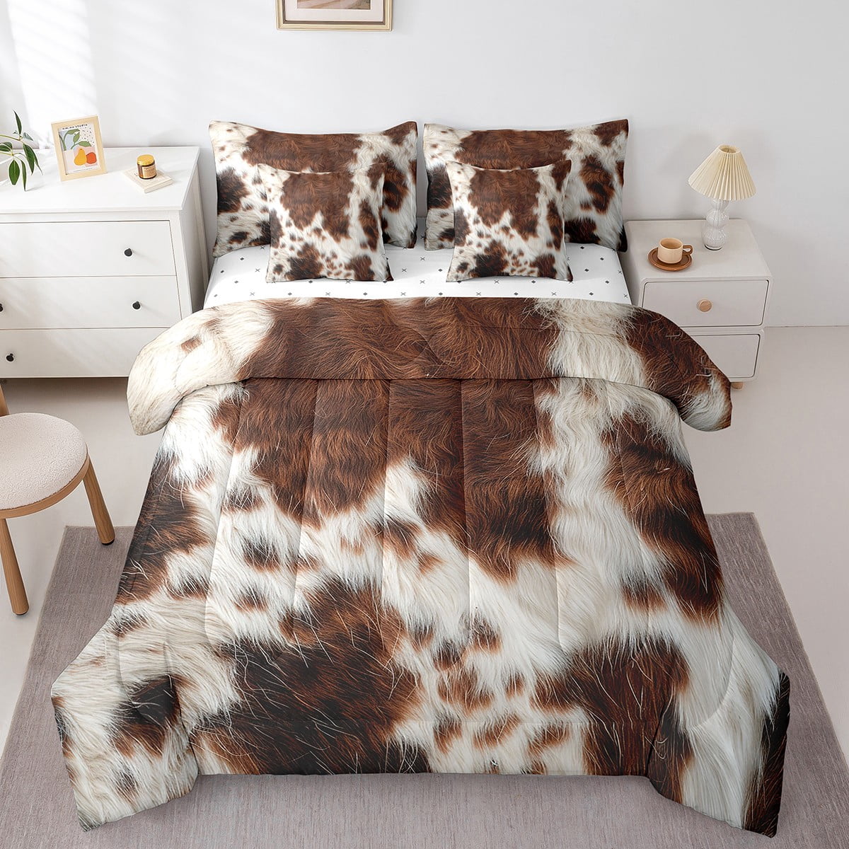 Erosebridal Cow Print Bedding King Size,Wild Animal Comforter Sets with ...
