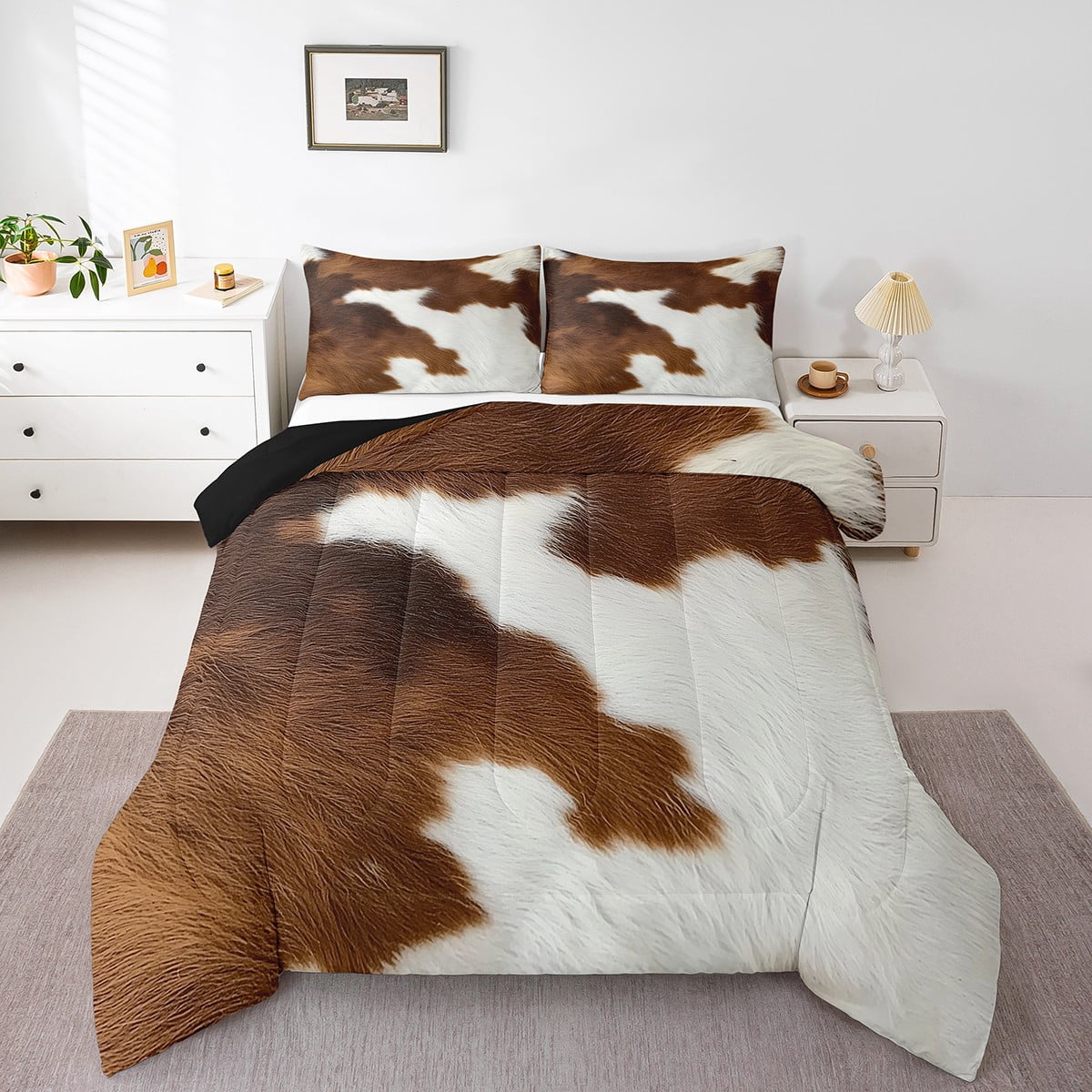 Erosebridal Cow Print Bedding Sets Full with Comforter,Farmhouse Animal ...