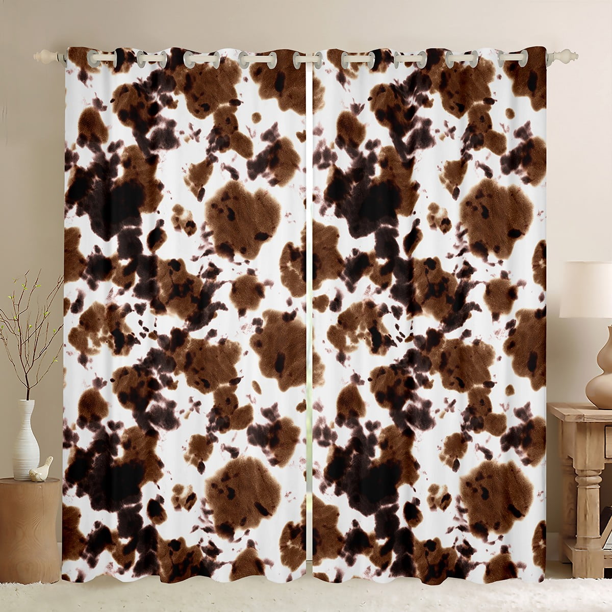 Erosebridal Cow Printed Curtains 42x63 inch,Cowhide Print Cow Skin ...