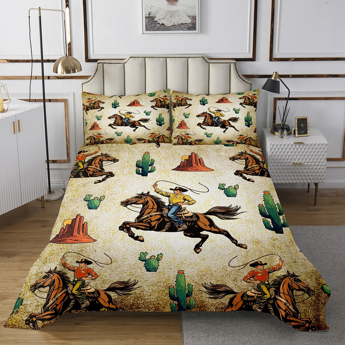 Erosebridal Cowboy Horse Coverlet Set King, Western Theme Bedding Set ...