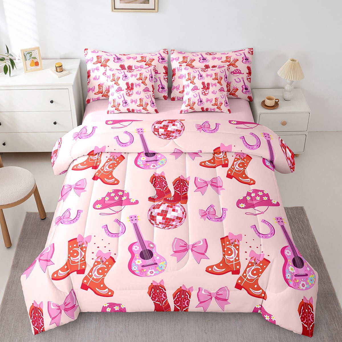 Erosebridal Cowgirl Boots Bedding Sets King Size,Music Instrument ...