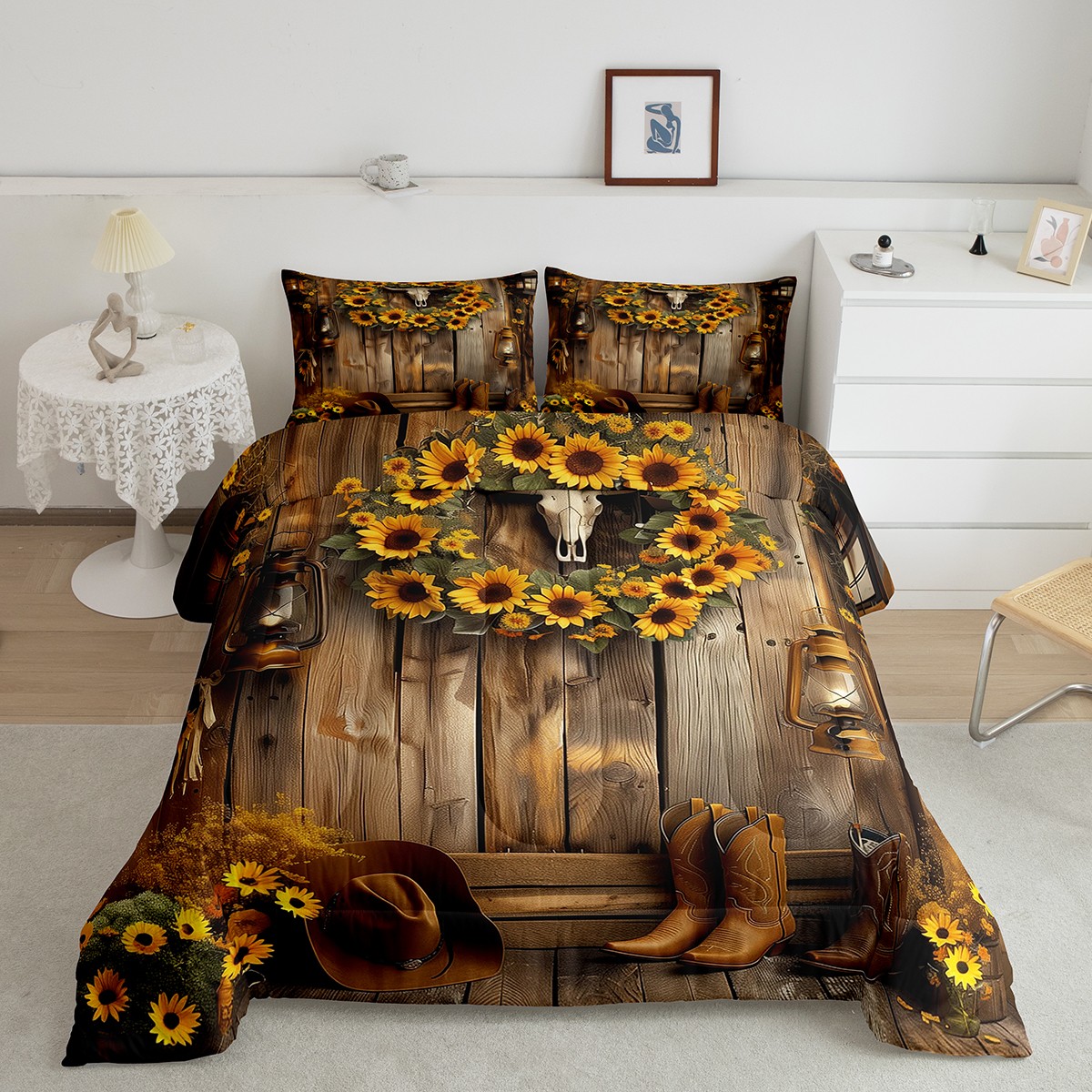 Erosebridal Cowgirl Cowboy Comforter Sets King Size, Western Boot Down ...