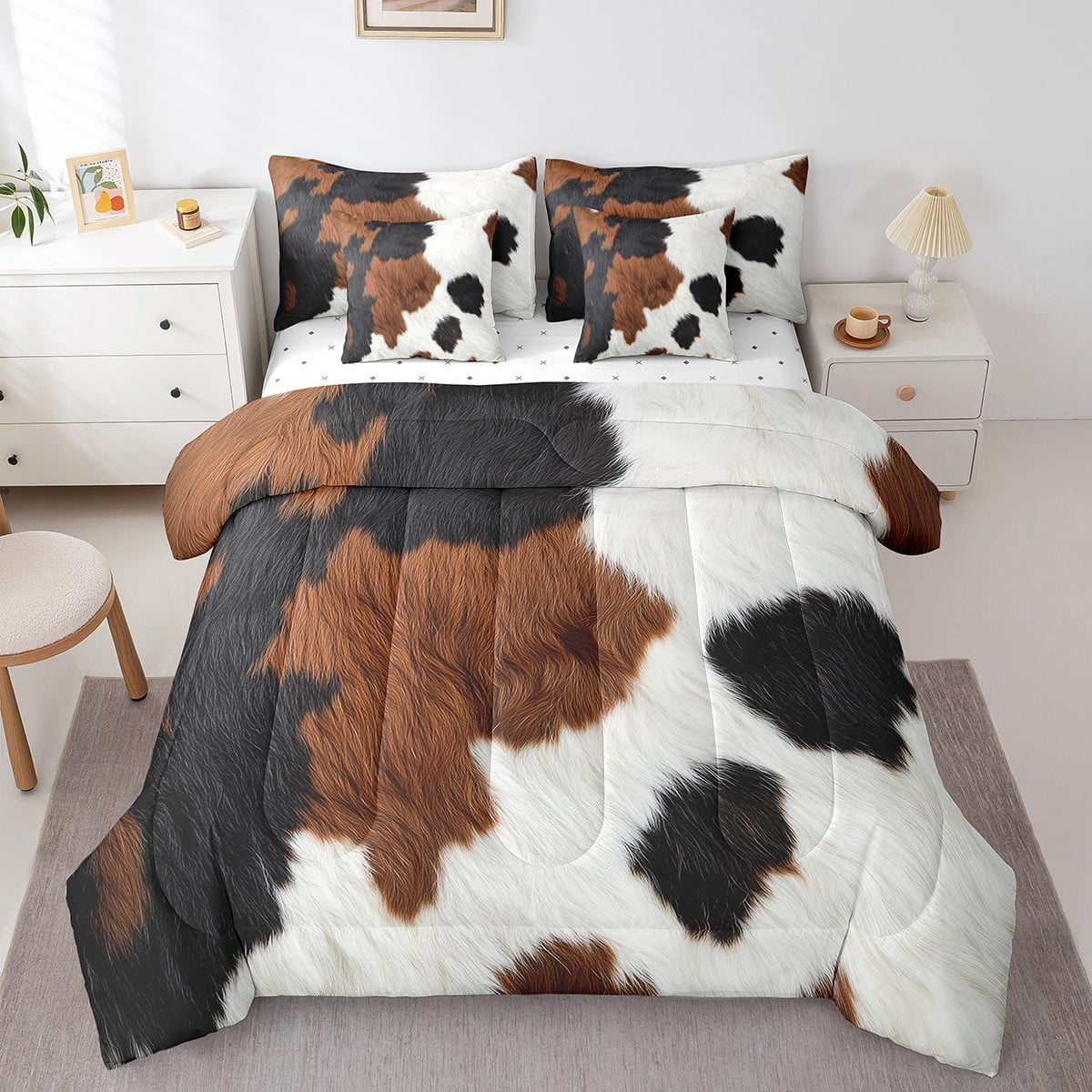 Erosebridal Cowhide Cow Print Bed in a Bag Twin size (Not Real), Farm ...
