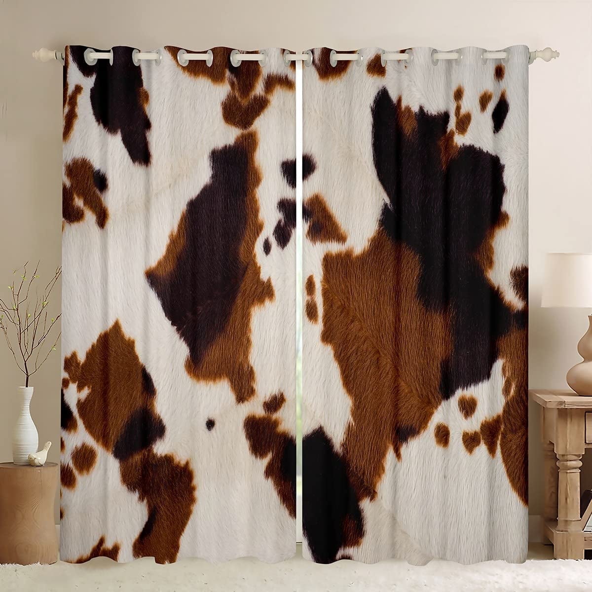 YST Cowhide Print Window Curtains for Kids, Western Cowboy Farmhouse ...