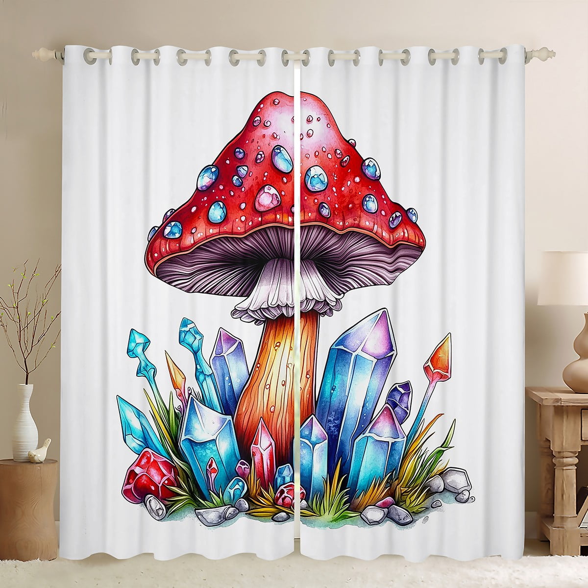Erosebridal Crystal Mushroom Curtains and Drapes (42x63), Glitter ...