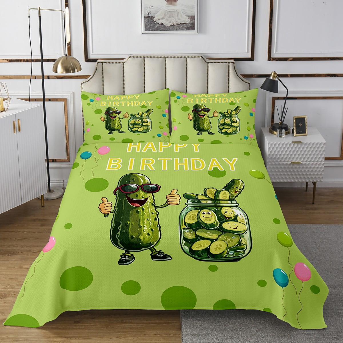 Erosebridal Cucumber Pickle Bedspread Sets Queen Size,Kawaii Vegetable ...