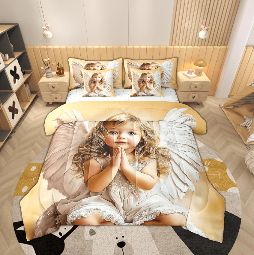 Erosebridal Cute Angel Bed in a Bag King Size, White Angel Wings Bed ...