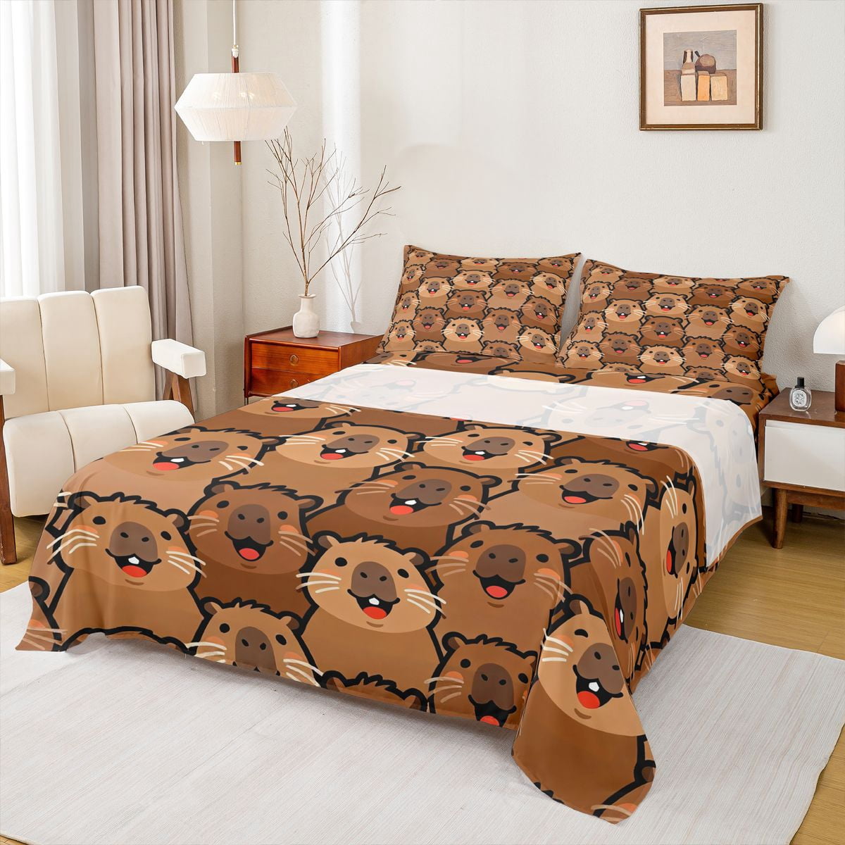 Erosebridal Cute Animal Capybara Bed Sheets For Capybara Lover,Cartoon ...
