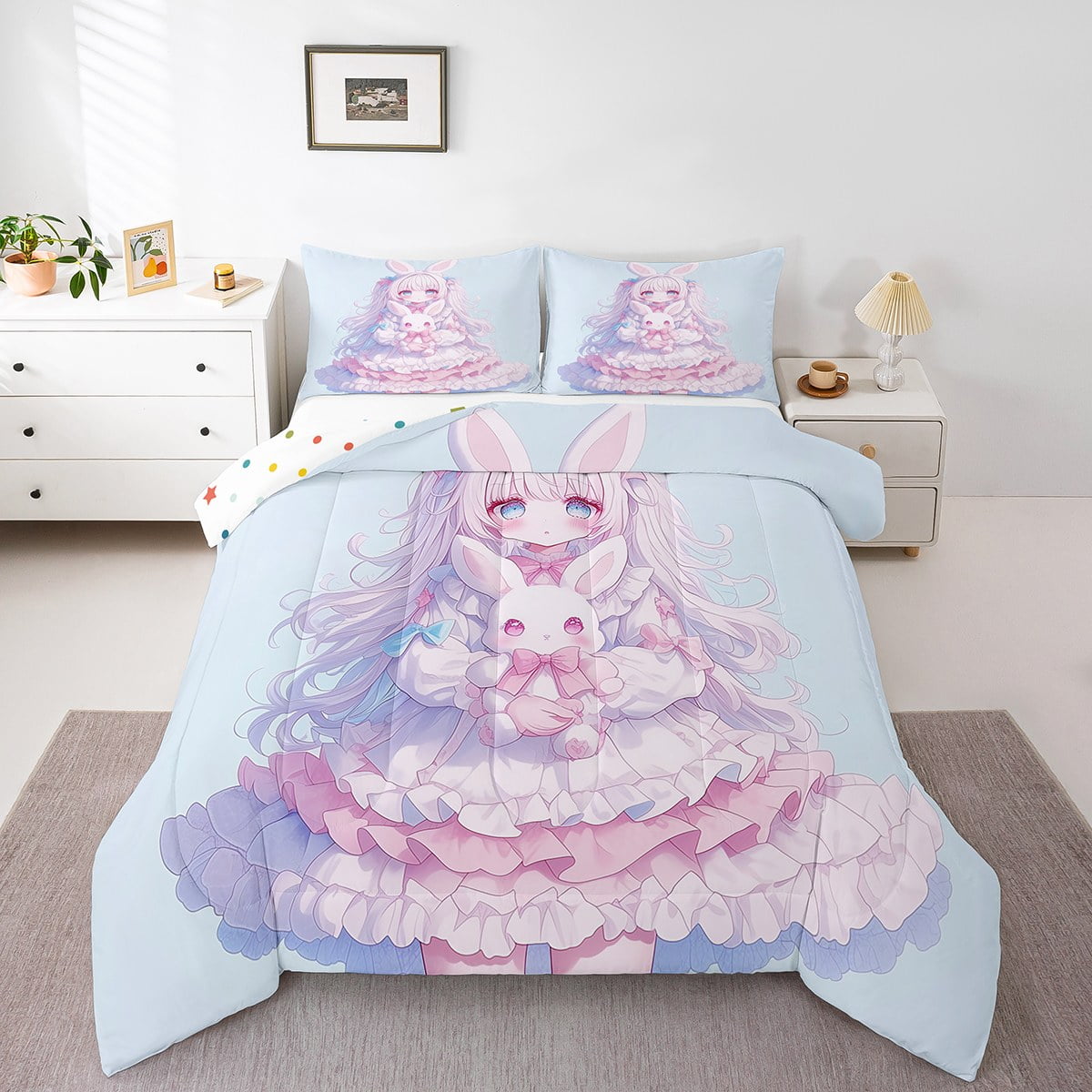 Erosebridal Cute Anime Bedding Sets Full with Comforter,Kawaii Princess ...