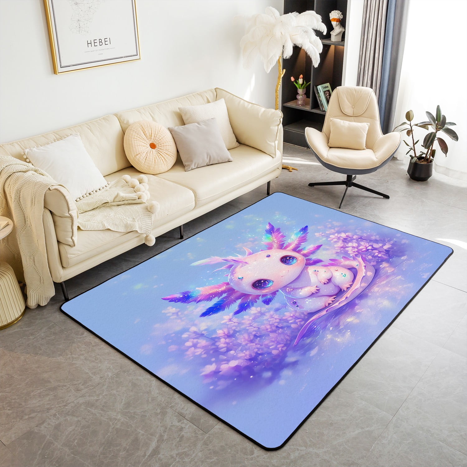 Erosebridal Cute Axolotl Area Rugs For Living Room 3x5, Cartoon Ocean ...