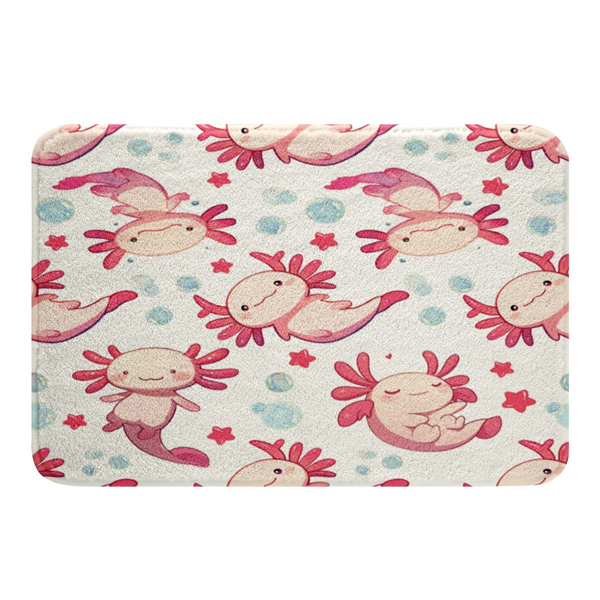 Erosebridal Cute Axolotl Bathroom Rugs 20"x32" Cartoon Salamander Bath ...