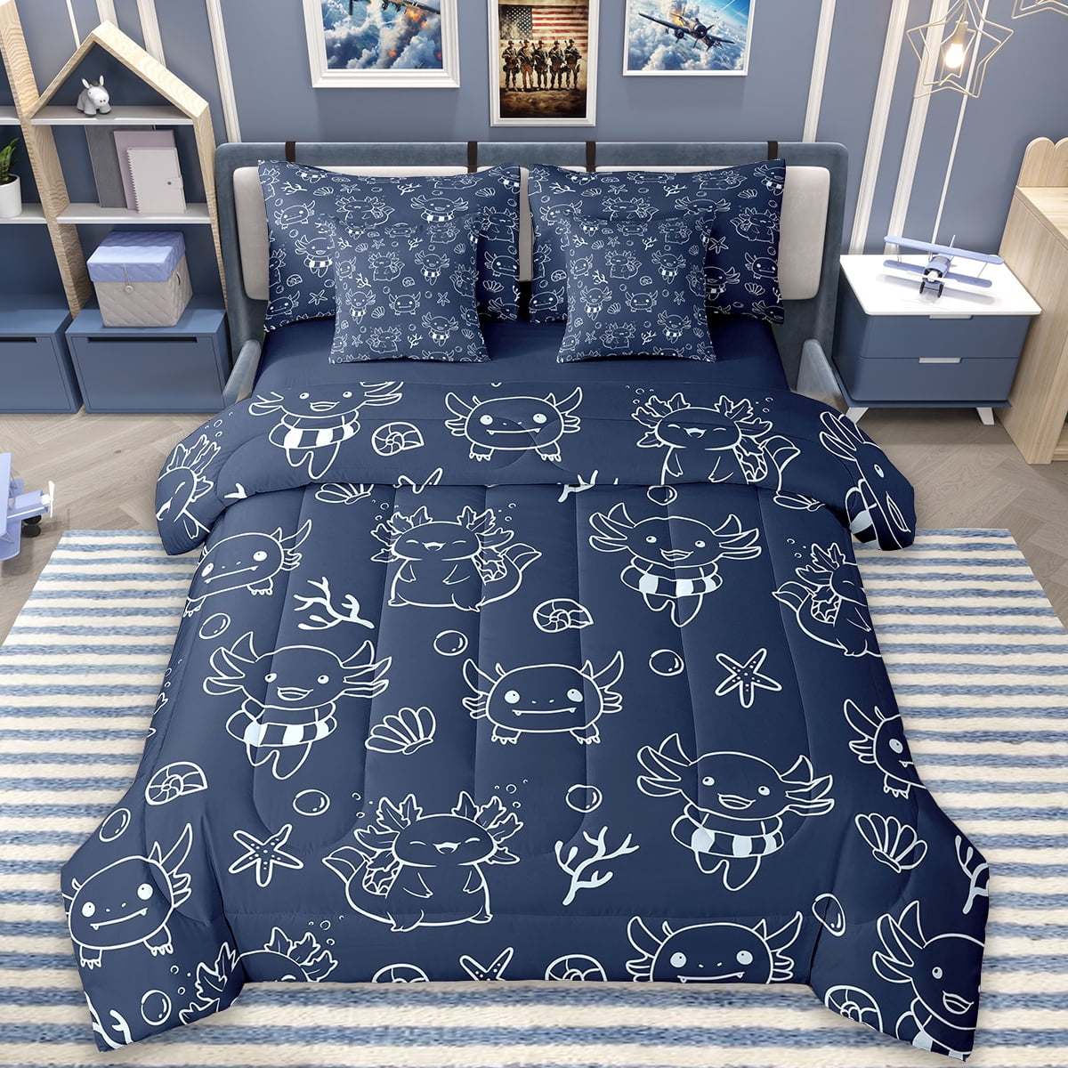 Erosebridal Cute Axolotl Bedding Sets Twin Size,Cartoon Animal ...