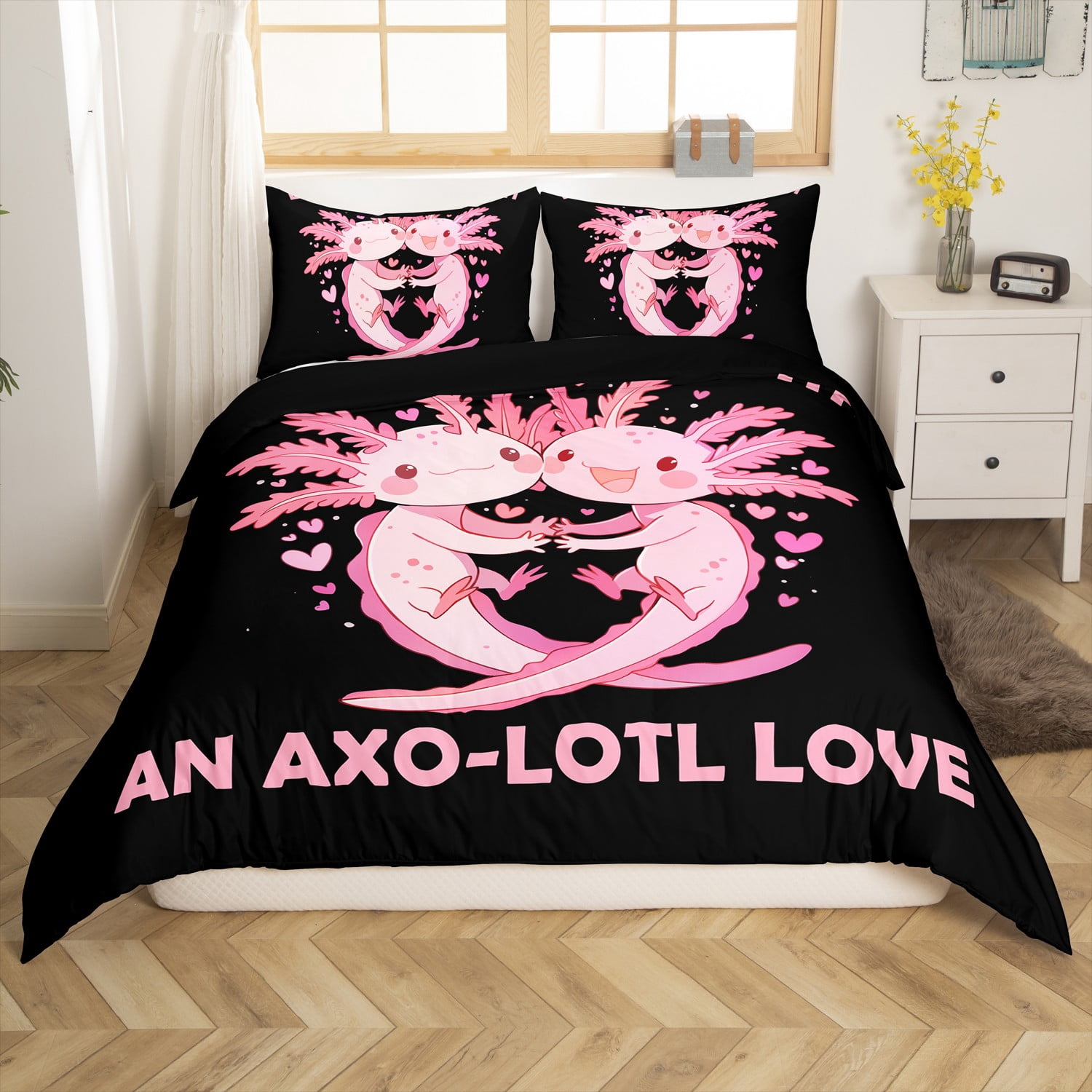 Erosebridal Cute Axolotl Duvet Cover Twin Kawaii Axolotl Comforter ...