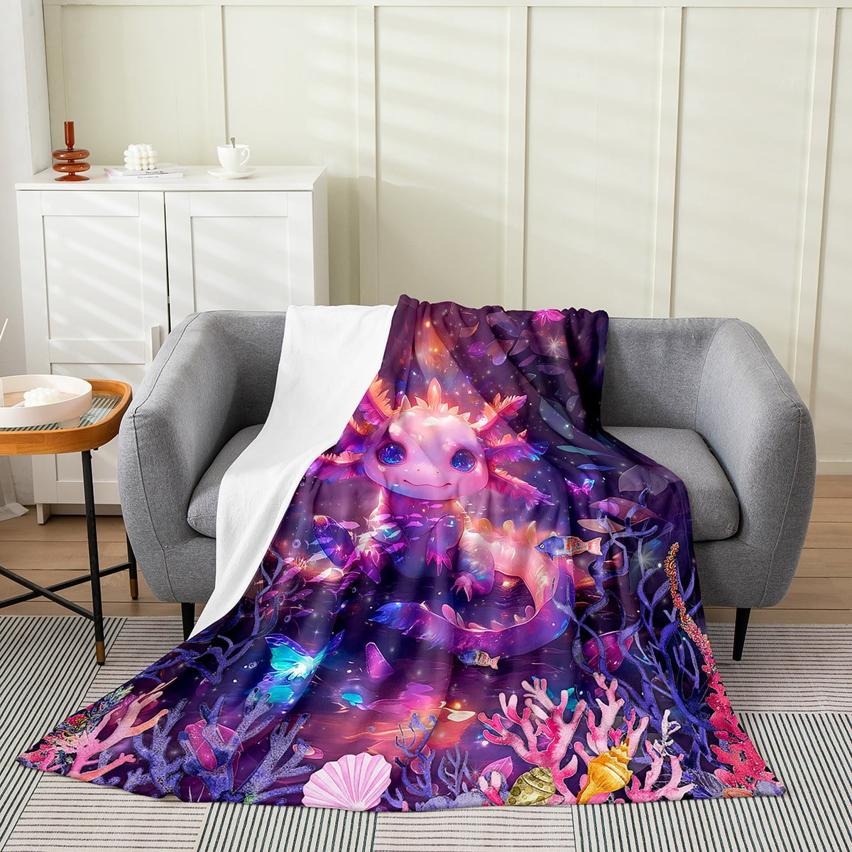 Erosebridal Cute Axolotl Flannel Fleece Throw Blanket 40"x50" Ocean ...