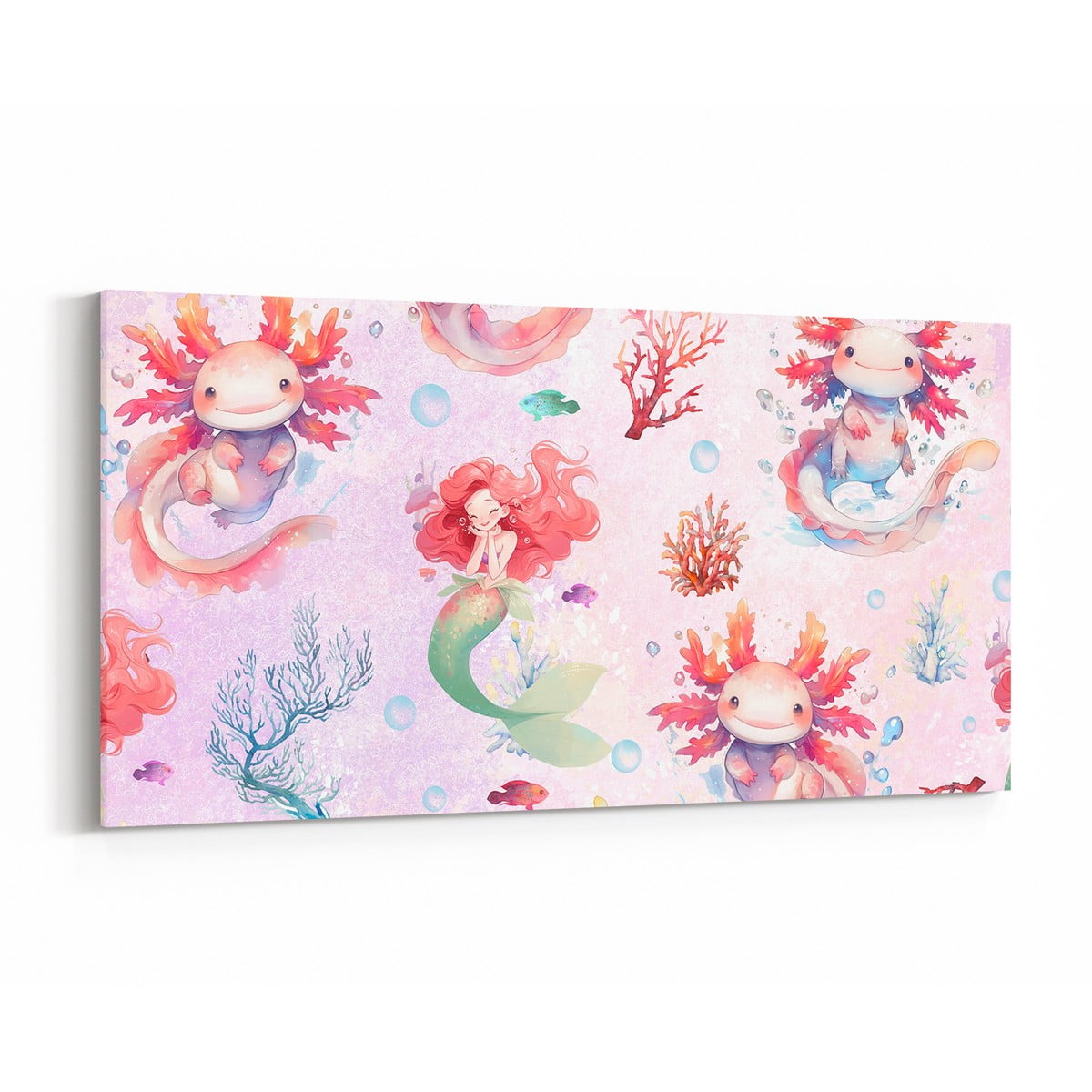 Erosebridal Cute Axolotl Mermaid Paintings Wall Decor Bedroom Princess ...