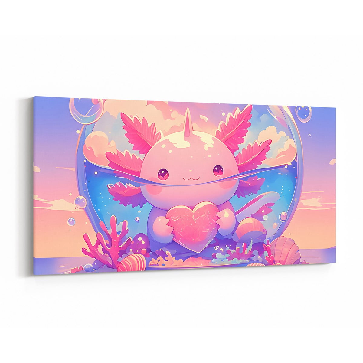 Erosebridal Cute Axolotl Paintings Wall Decor Bedroom , Pink Love Heart ...