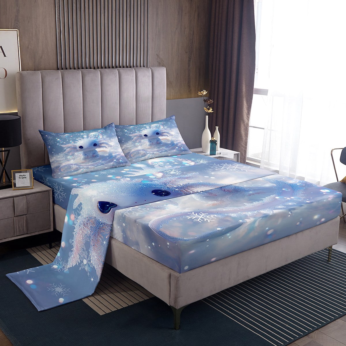 Erosebridal Cute Axolotl Sheet Set Queen Size Ocean Sealife Bed Sheets ...
