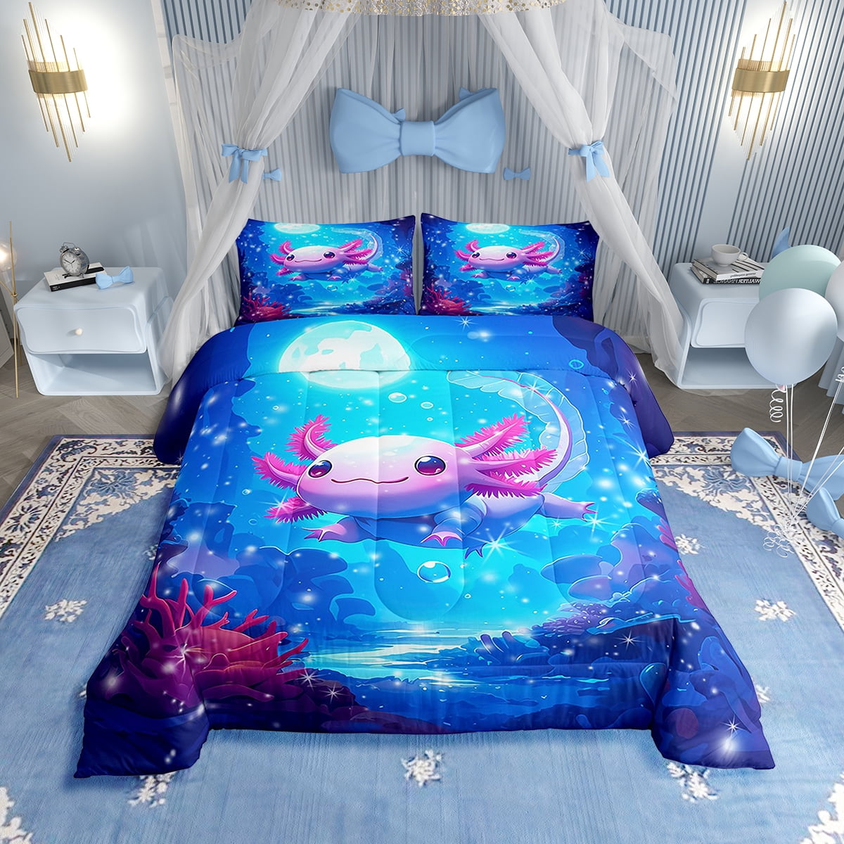Erosebridal Cute Axolotl Twin Size Bedding Sets,Cartoon Sea Animal ...