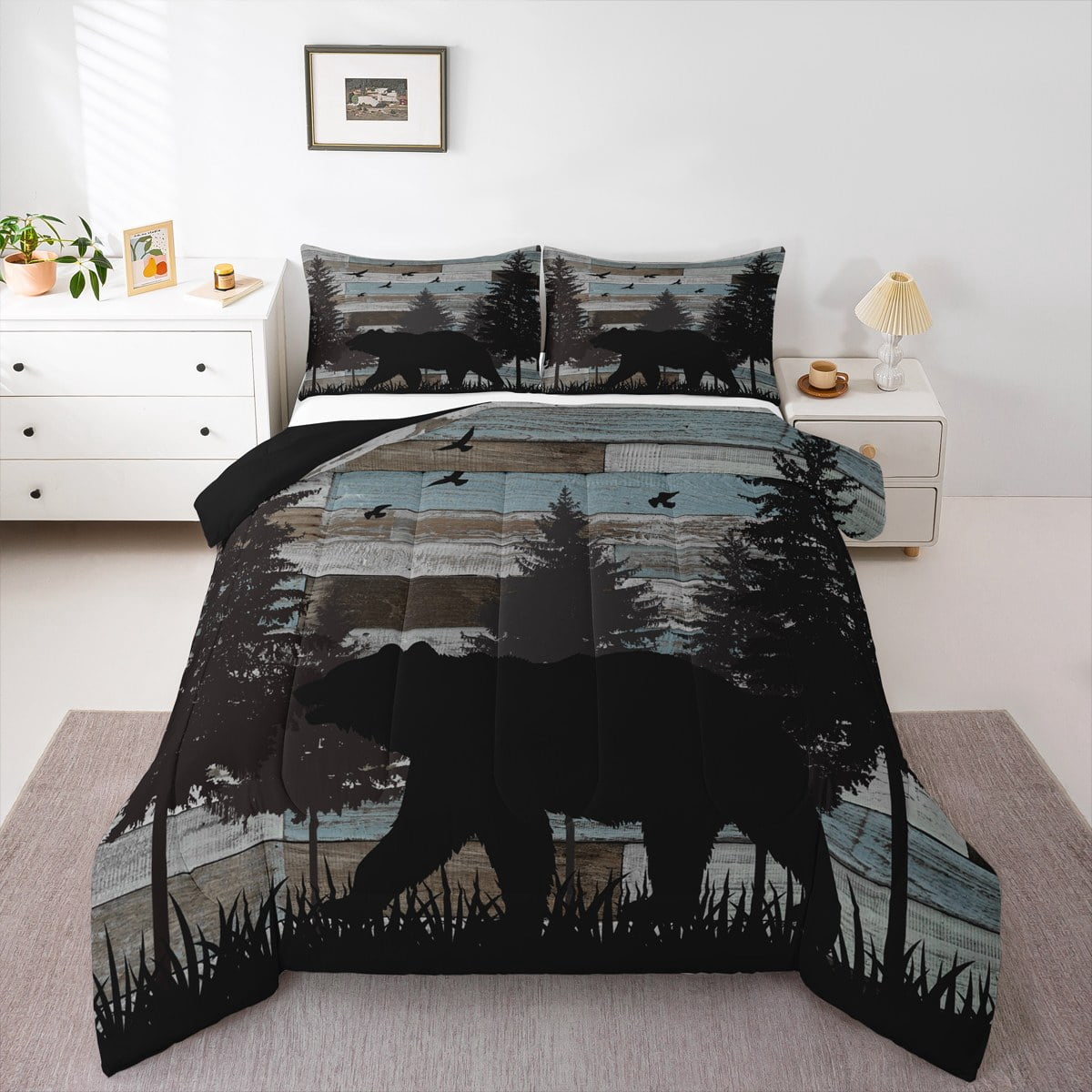 Erosebridal Cute Bear Comforter Sets Twin Size,Jungle Animal Comforters ...