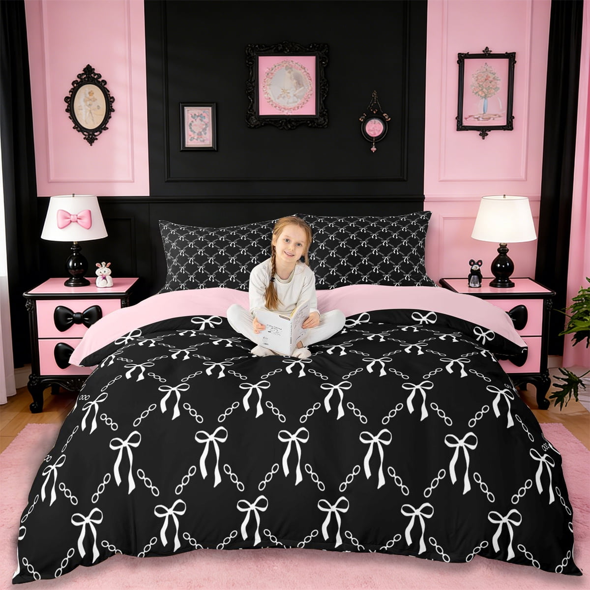 Erosebridal Cute Bow Knot Duvet Cover Set For Girl Kids,Ribbon Bowtie ...