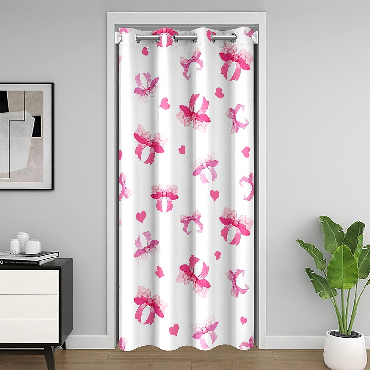 Erosebridal Cute Bow Tie Door Curtain Panel 80"x42",Bowknot Love Heart ...