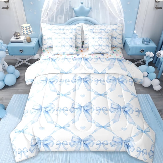 Erosebridal Cute Bows Bowtie 7-Piece Bedding Comforter Set For Kids ...