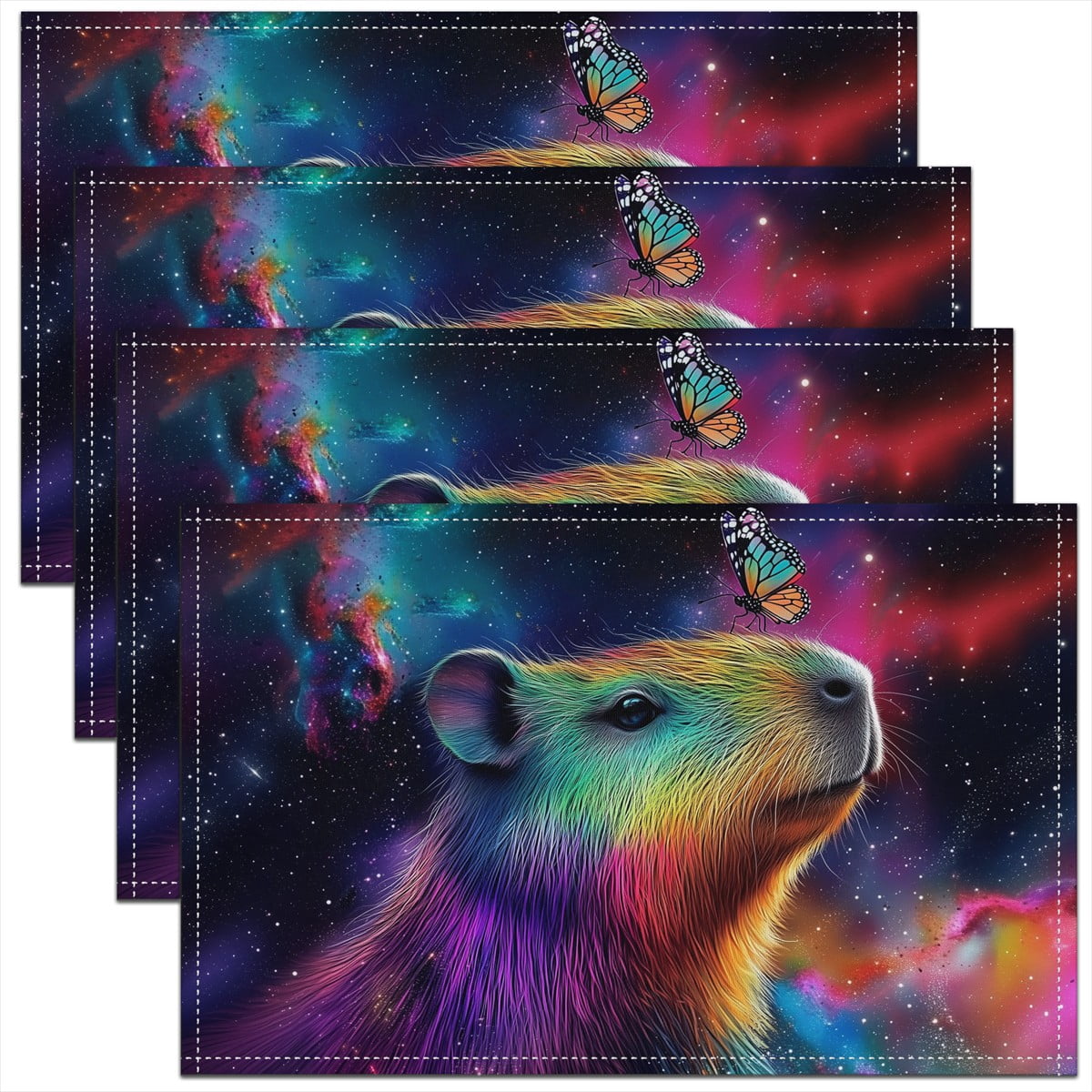 Erosebridal Cute Capybara Place Mats Set of 4 for in Door Dinning ...