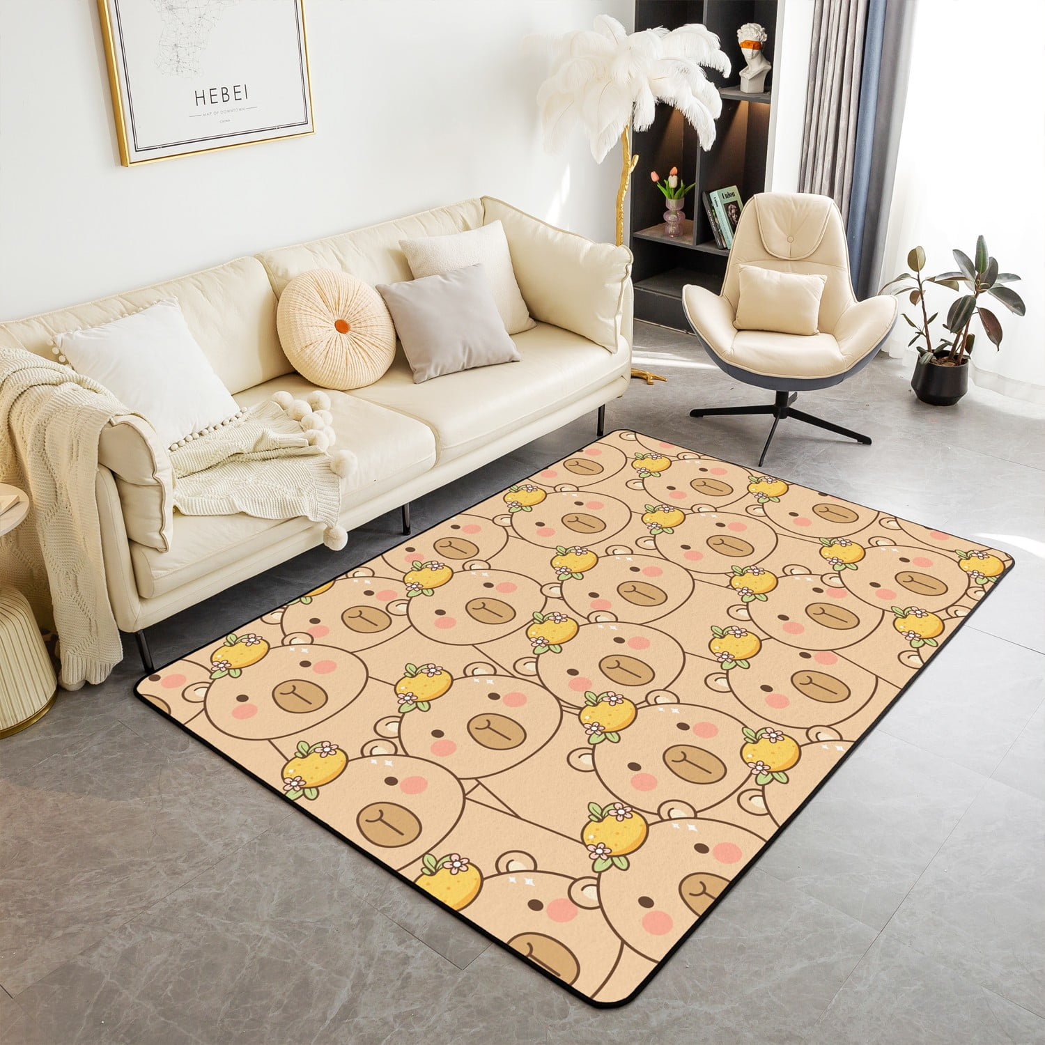 Erosebridal Cute Capybara Rugs For Bedroom 4'11" x 3'3", Kawaii Animal ...