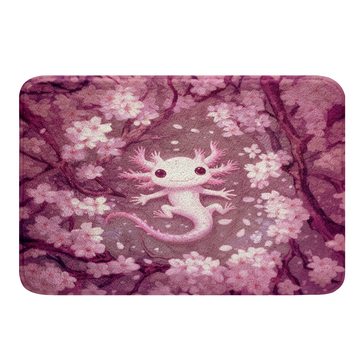 Erosebridal Cute Cartoon Axolotl Bathroom Rug Pink Cherry Blossom Bath ...