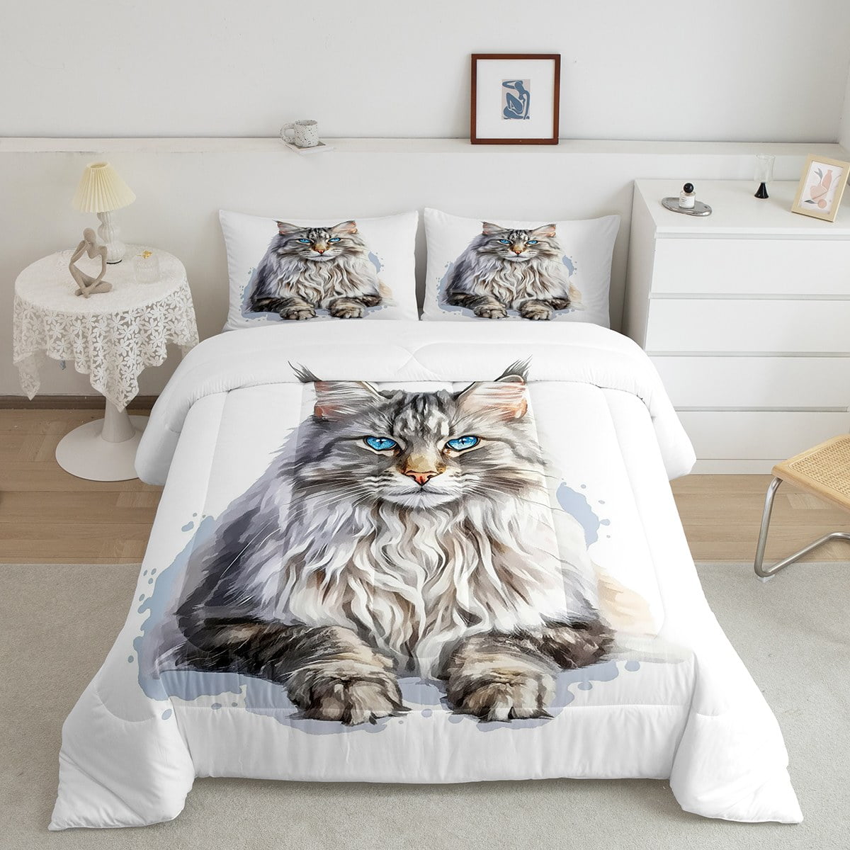 Erosebridal Cute Cartoon Cat Full Comforter Set Pet Cats Bedding Set ...