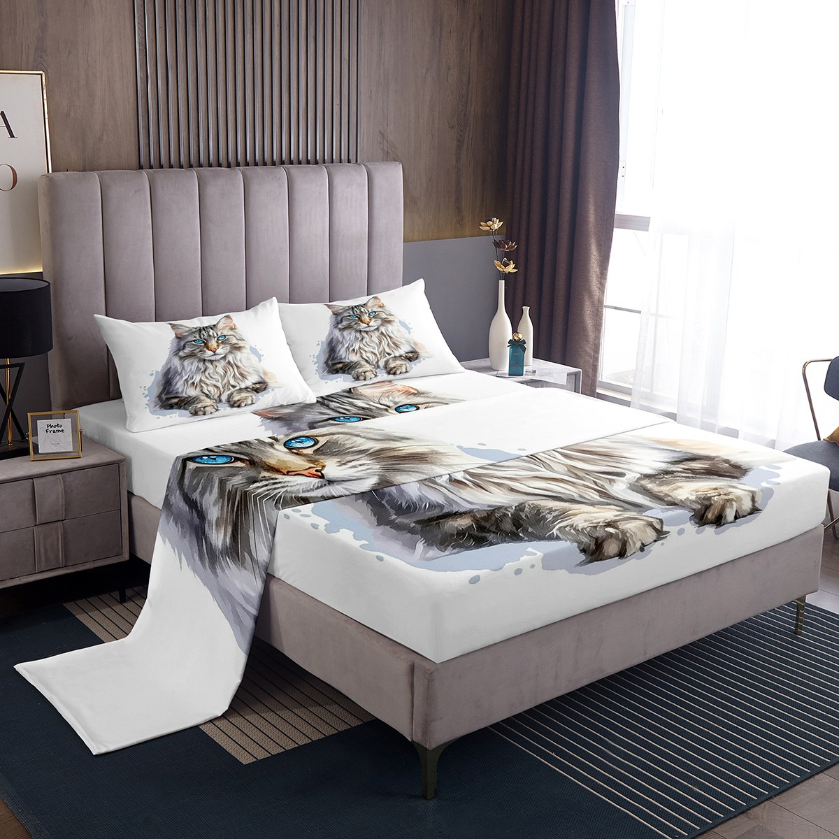 Erosebridal Cute Cartoon Cat Sheets Pet Cats Bedding Set for Kids Boys ...