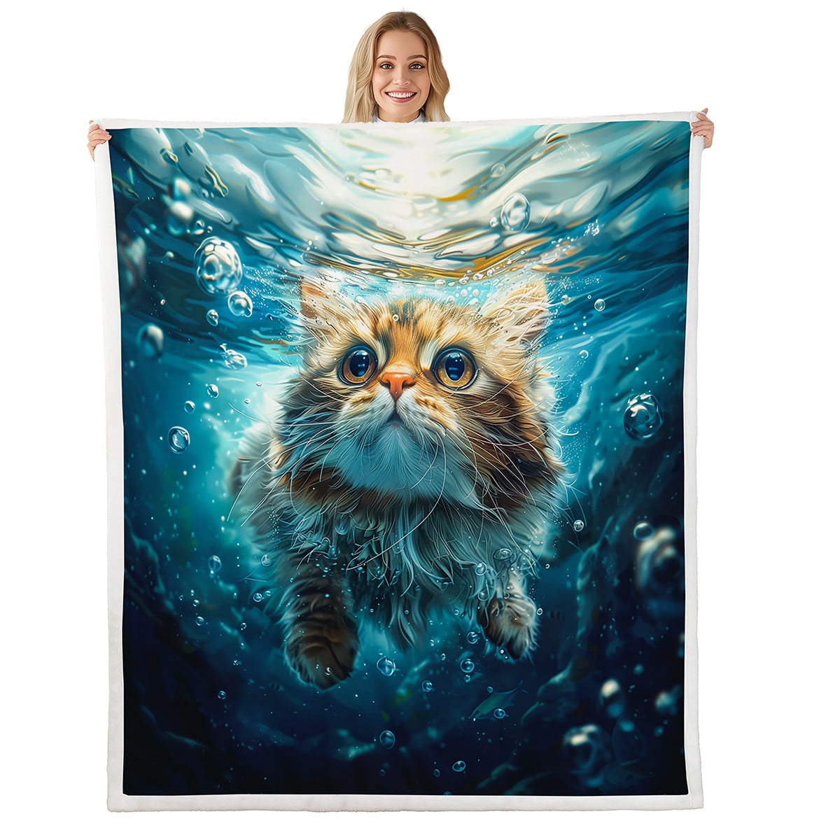Erosebridal Cute Cat Fleece Blanket 90x90, Kawaii Pet Kitten Sherpa ...