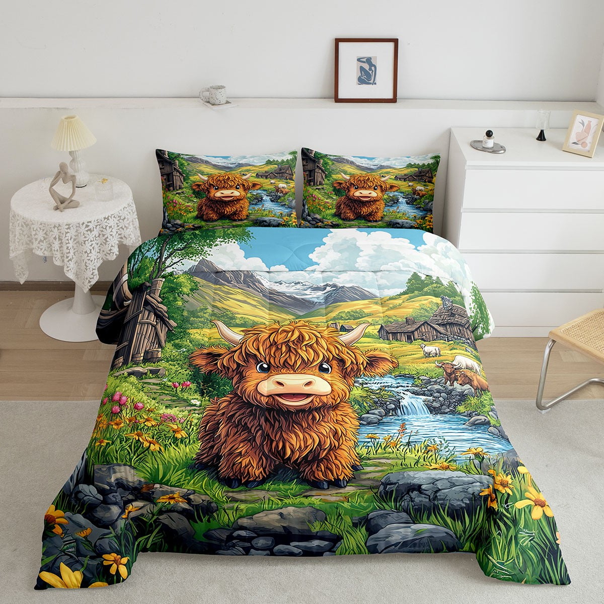 Erosebridal Cute Cow Bedding Comforter Set, Lodge Cabin Down Comforter ...