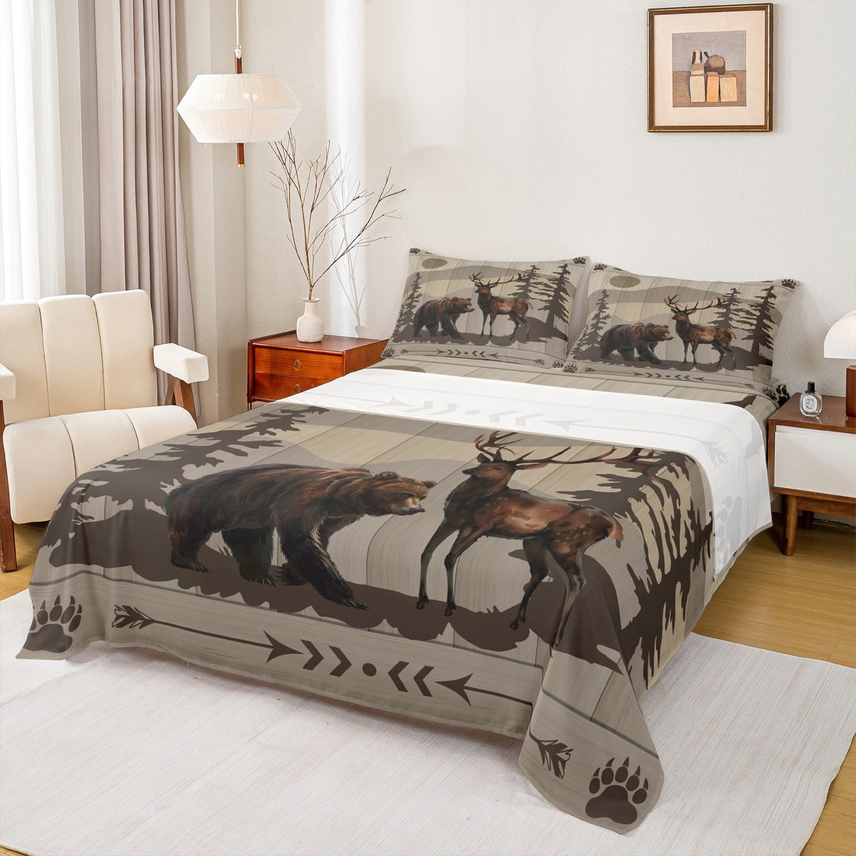 Erosebridal Cute Deer Bear Sheet Set Full,Jungle Animal Bedding Sets ...