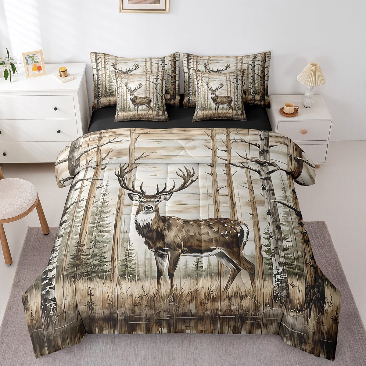 Erosebridal Cute Deer Bed in a Bag King Size Jungle Animal Bed Set ...