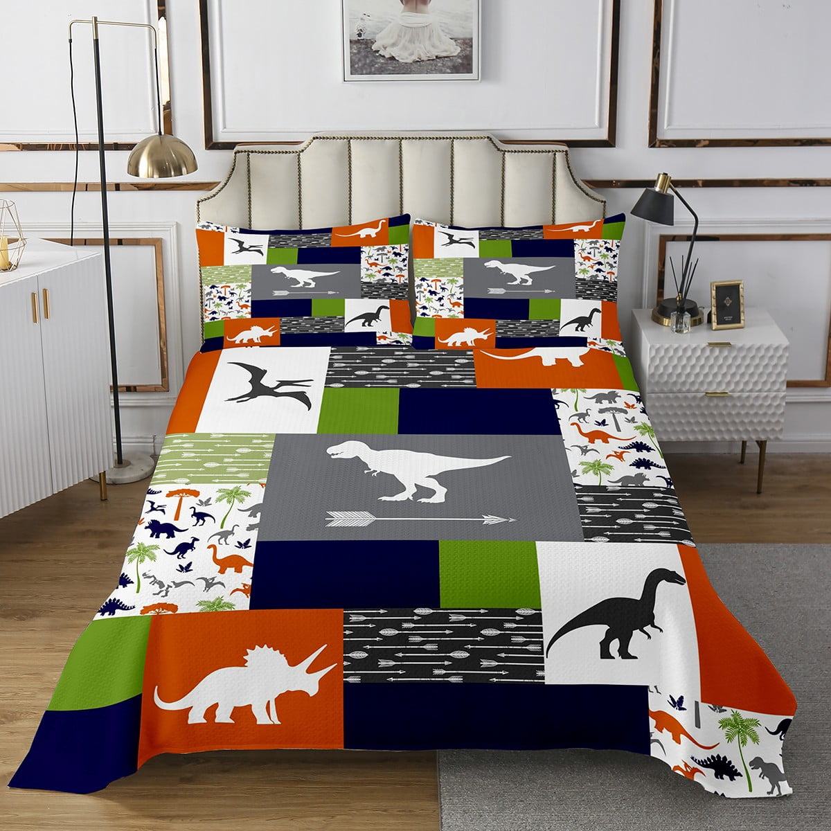 Erosebridal Cute Dinosaur Bedspread Sets Queen Size, Patchwork Animal ...