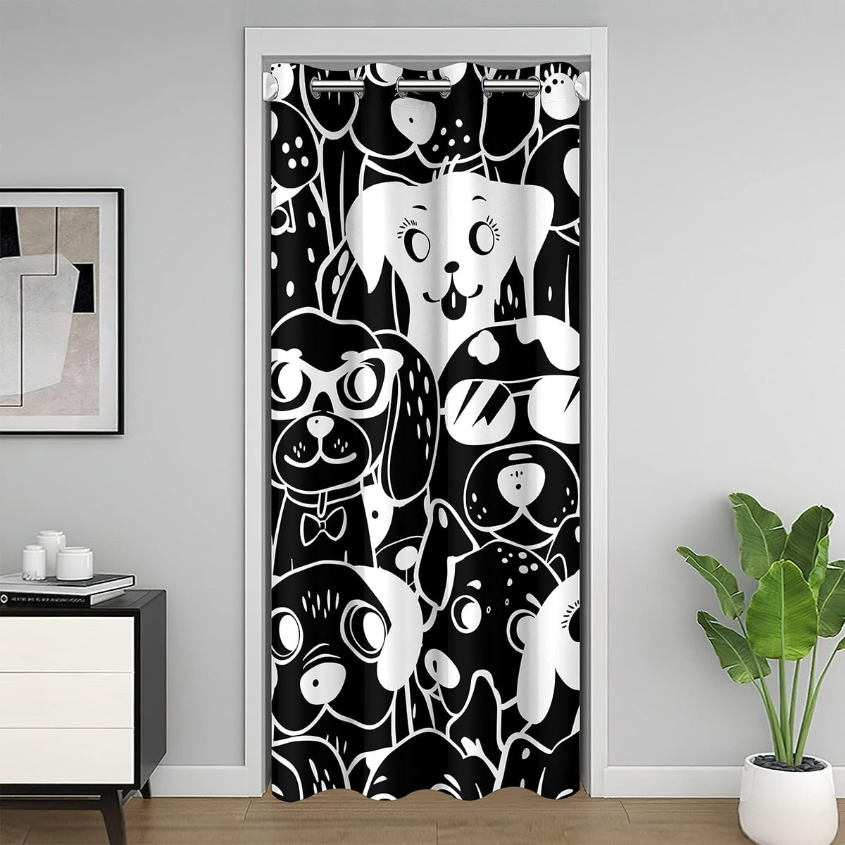 Erosebridal Cute Dogs Door Curtain For Door Window 80"x34",Kawaii ...