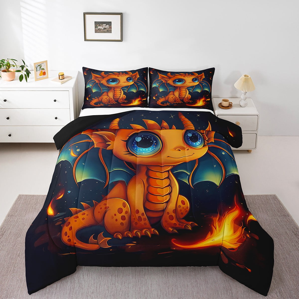 Erosebridal Cute Dragon Comforter Sets Queen Size , Psychedelic Galaxy ...