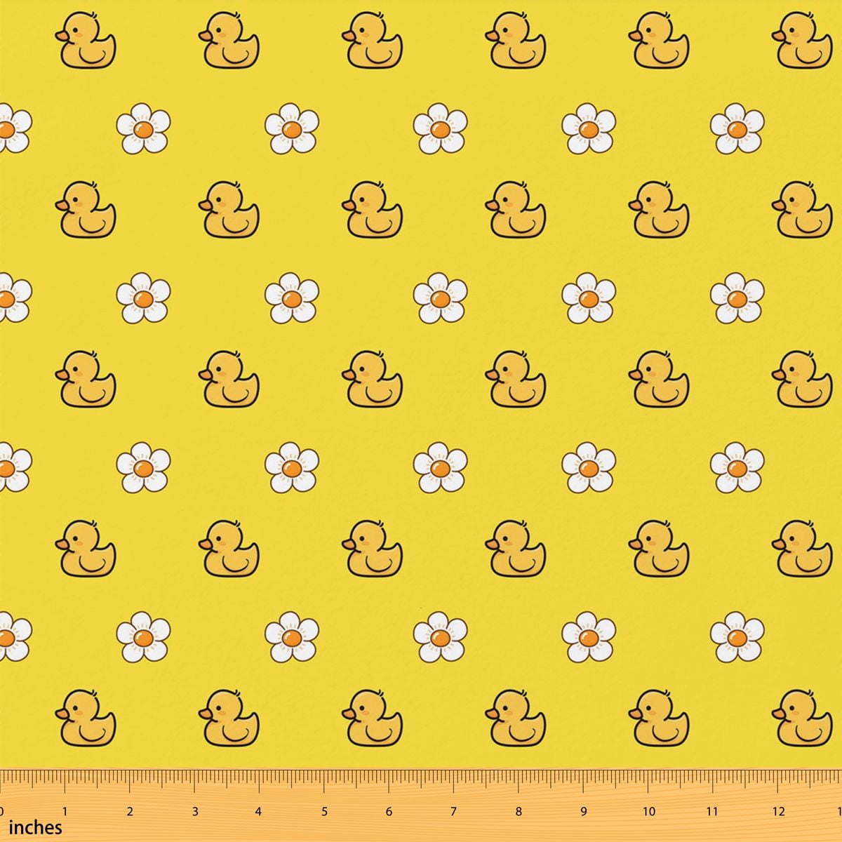 Erosebridal Cute Duckling Fabric by the Yard 2 Yards, Daisy Flower ...