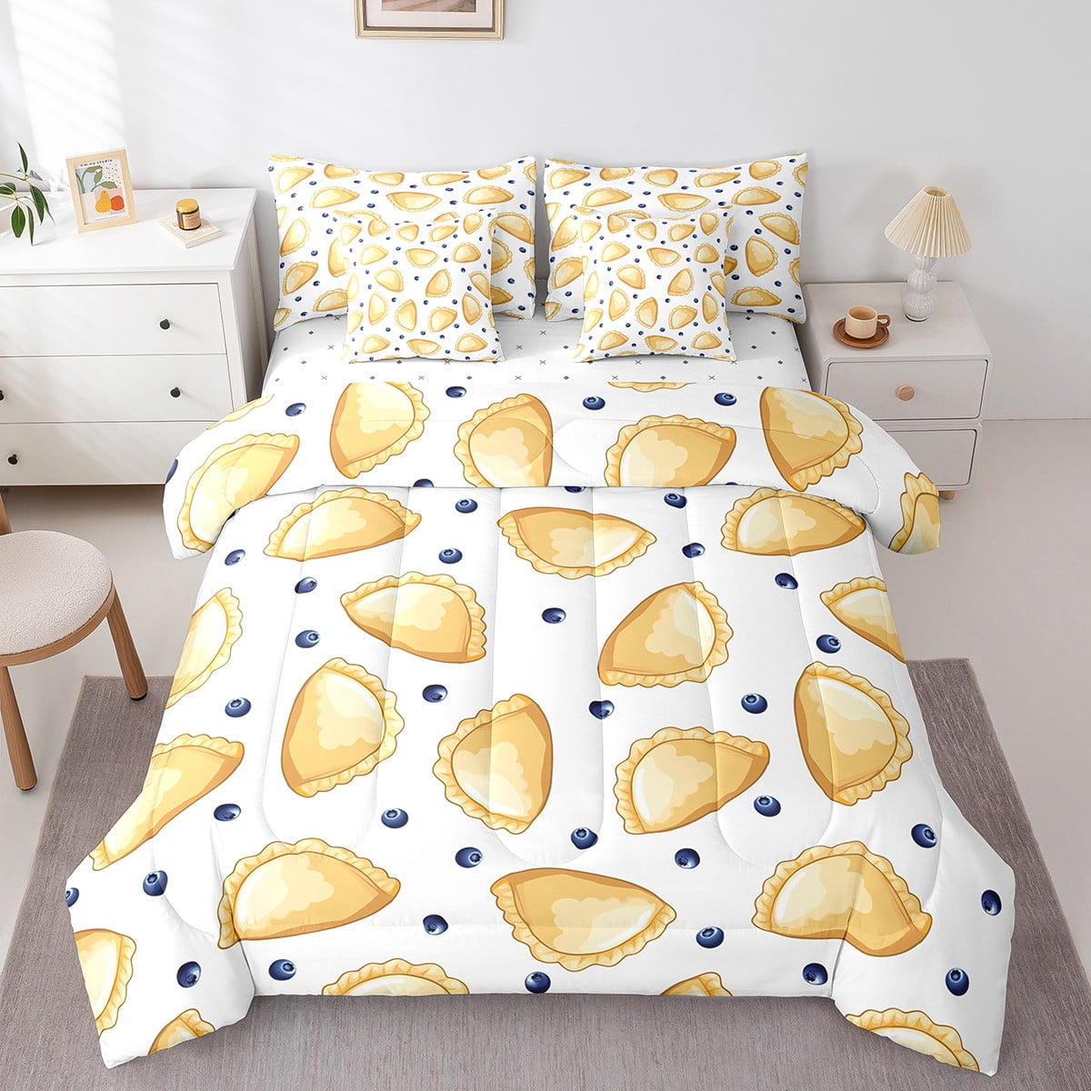 Erosebridal Cute Dumplings Bedding Sets King Size, Blueberry Comforter ...