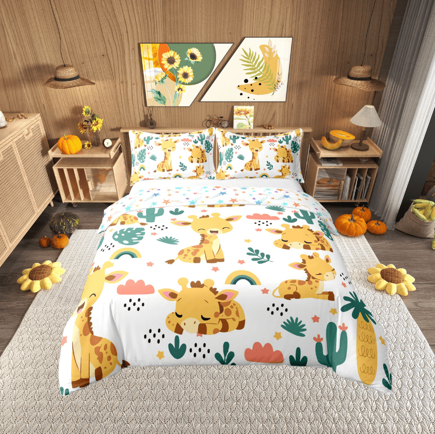 Erosebridal Cute Giraffe 100% Cotton Duvet Cover Full Size, Cartoon ...