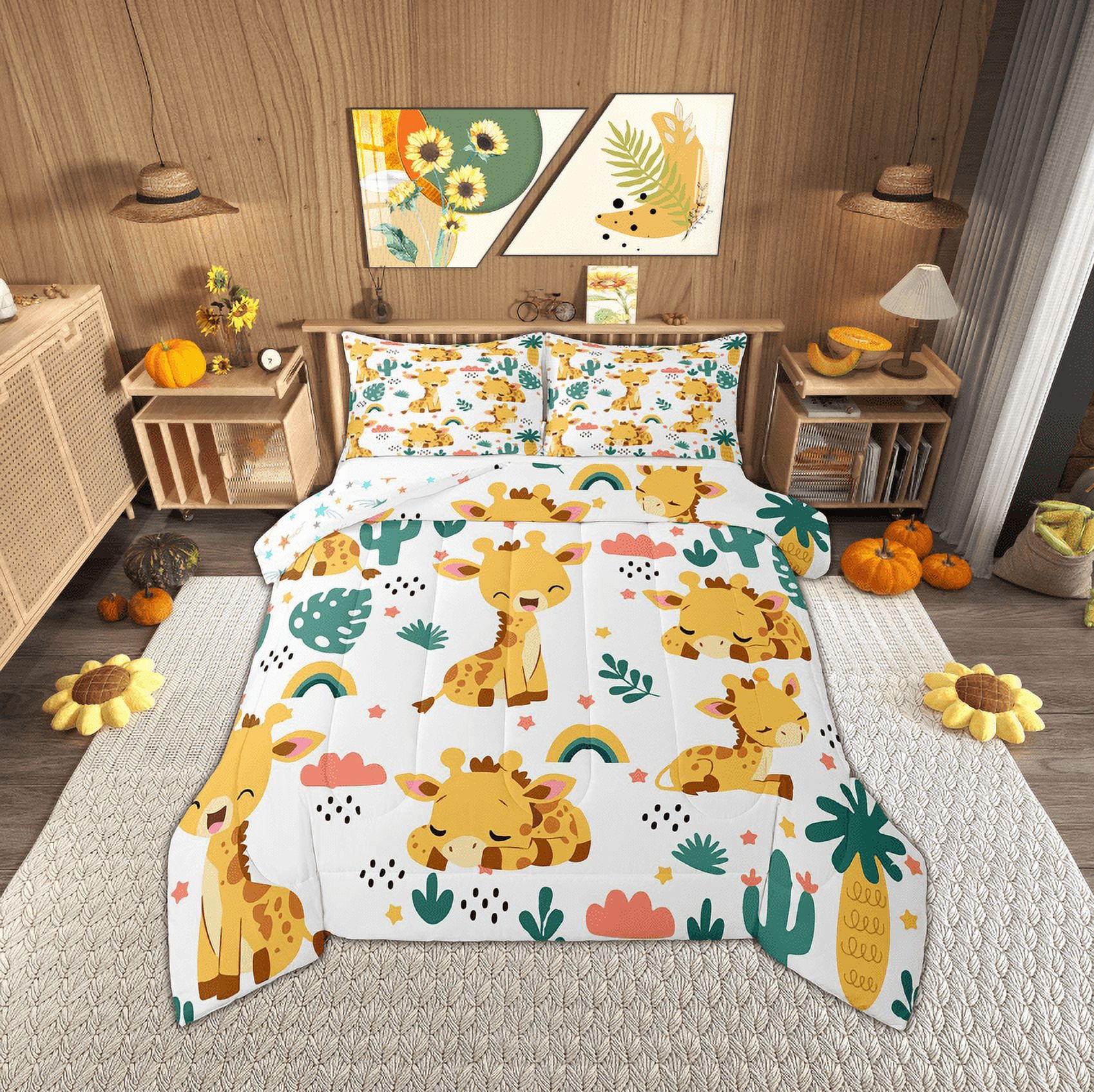 Erosebridal Cute Giraffe Bedding Sets Full with Comforter, Cartoon ...