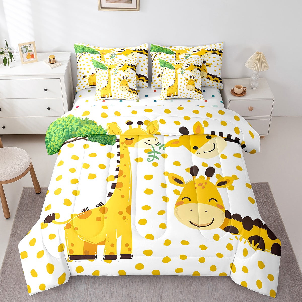 Erosebridal Cute Giraffe Bedding Sets King Size,Cartoon Zoo Animal ...